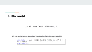 Linux Essentials - AWK_v2, introduccion, ejemplos | PPT