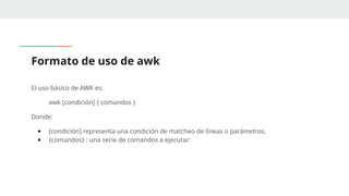 Linux Essentials - AWK_v2, introduccion, ejemplos | PPTX