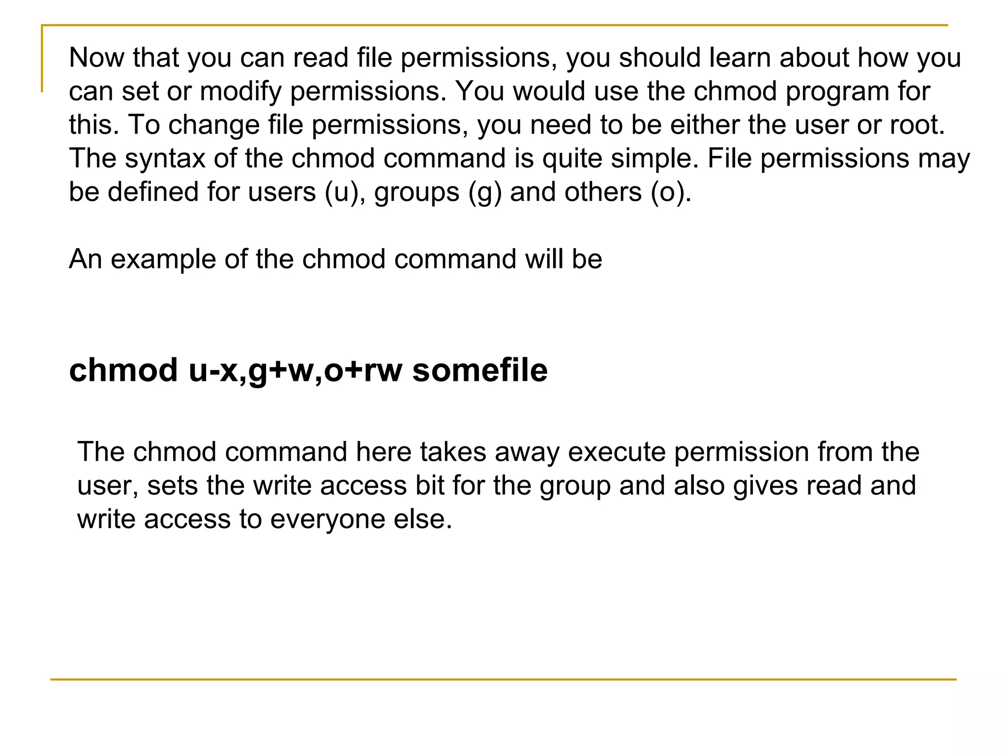 Linux files and file permission | PPT