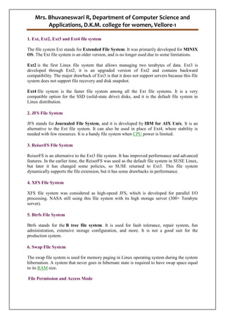 Linux File System.docx | Operating Systems | Computer Software and Applications