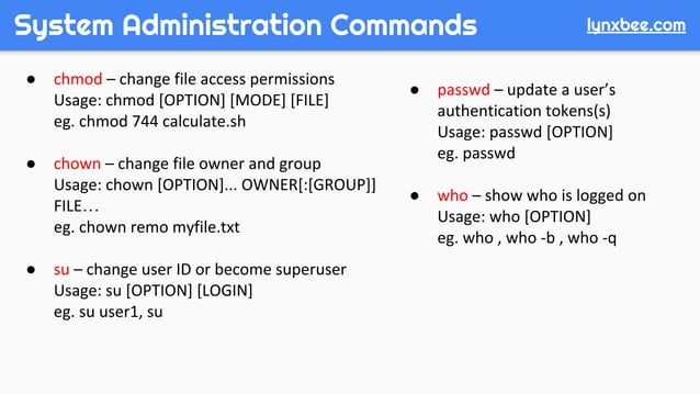 Linux basics and commands - from lynxbee.com