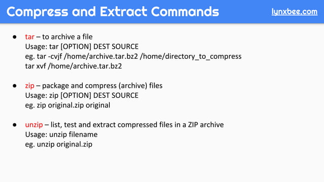 Linux basics and commands - from lynxbee.com