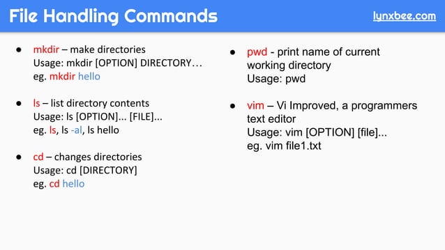Linux basics and commands - from lynxbee.com