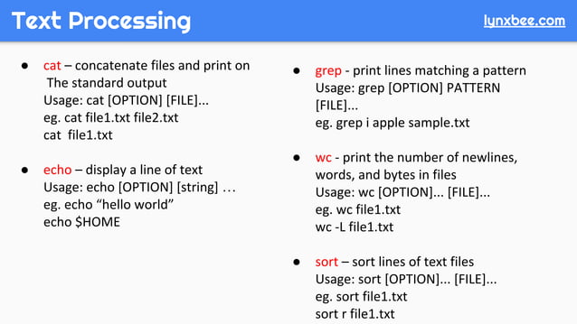 Linux basics and commands - from lynxbee.com