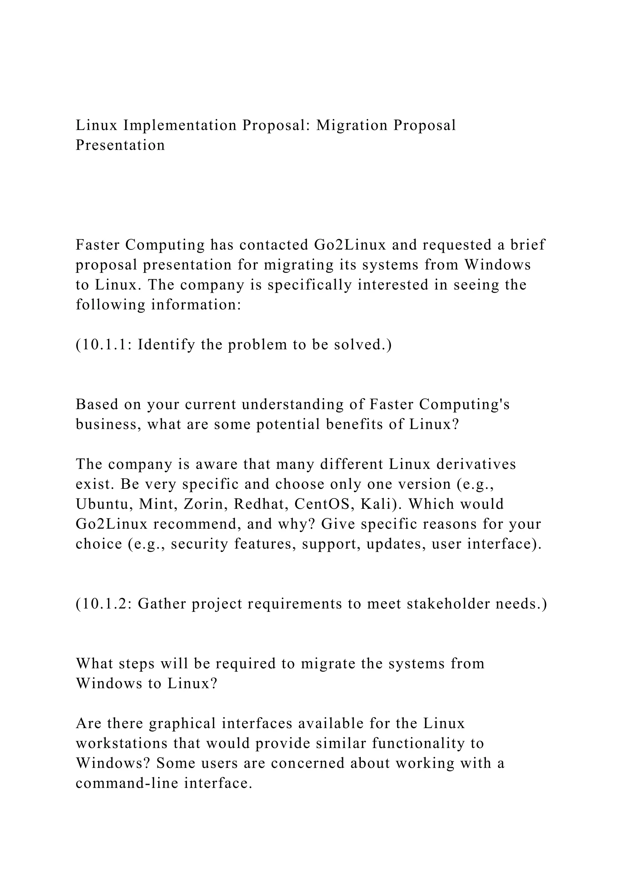 Linux Implementation Proposal Migration Proposal Presentation.docx | Operating Systems ...