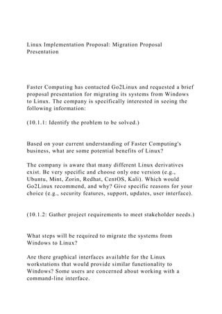 Linux Implementation Proposal Migration Proposal Presentation.docx | Operating Systems ...