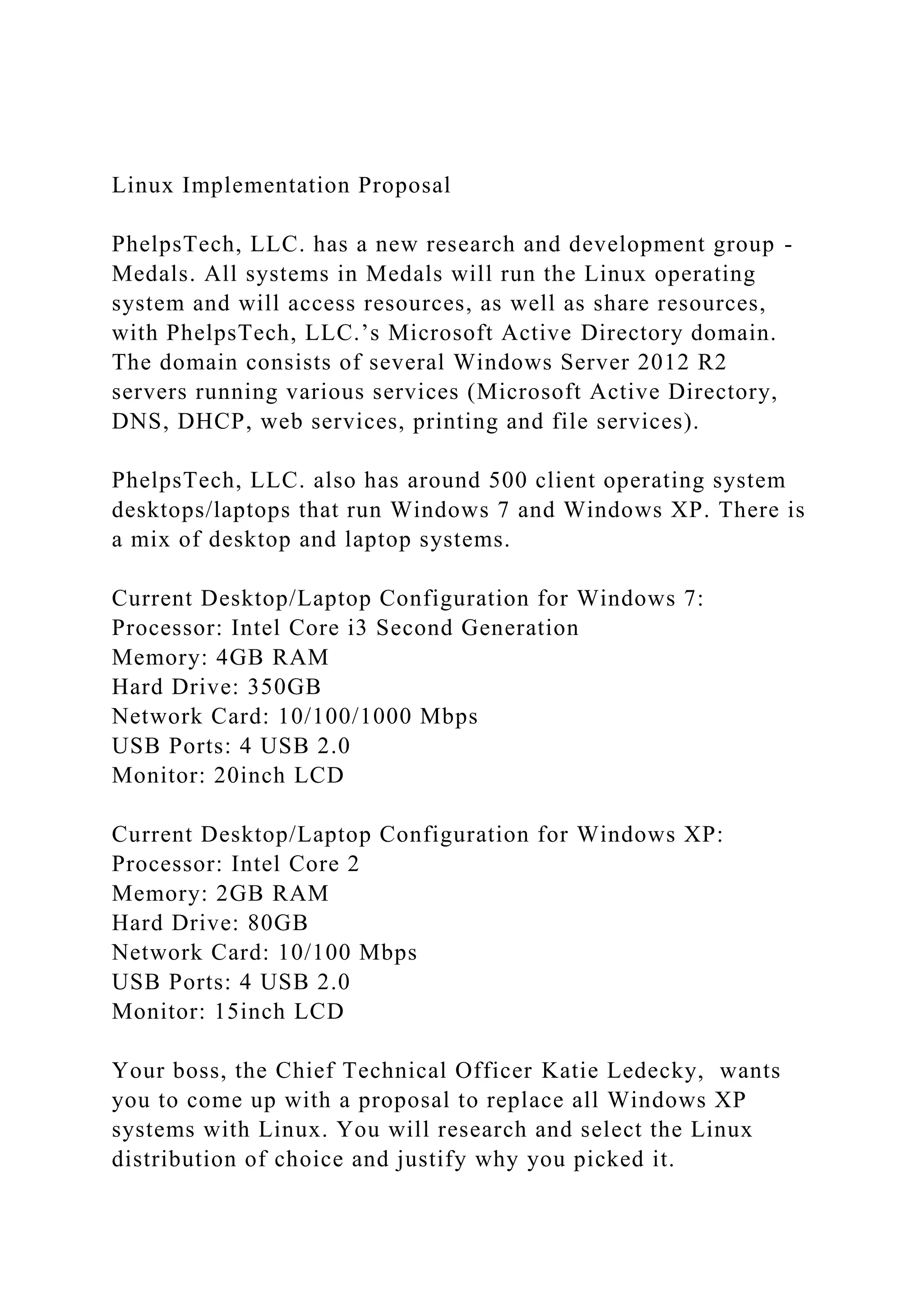 Linux Implementation ProposalPhelpsTech, LLC. has a new resear.docx