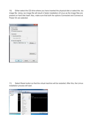 Linux installation on a Virtual Machine | PDF