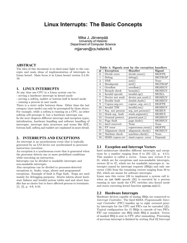 Linux interrupts | PDF | Operating Systems | Computer Software and Applications