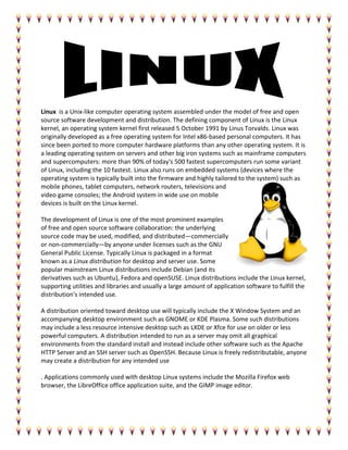 Linux is a unix | DOCX | Operating Systems | Computer Software and Applications