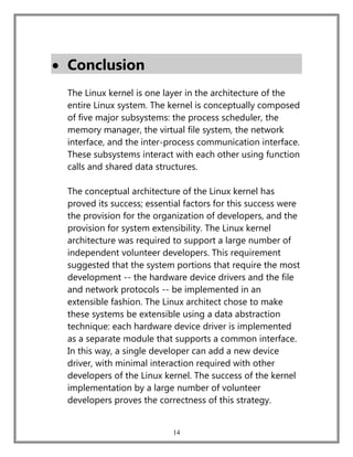 Linux kernel Architecture and Properties | PDF