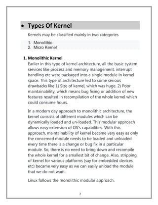 Linux kernel Architecture and Properties | PDF