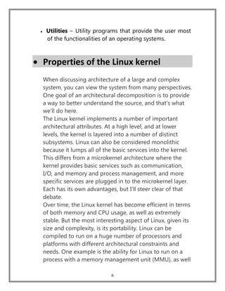 Linux kernel Architecture and Properties | PDF