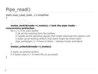 The Linux Kernel Implementation of Pipes and FIFOs | PDF