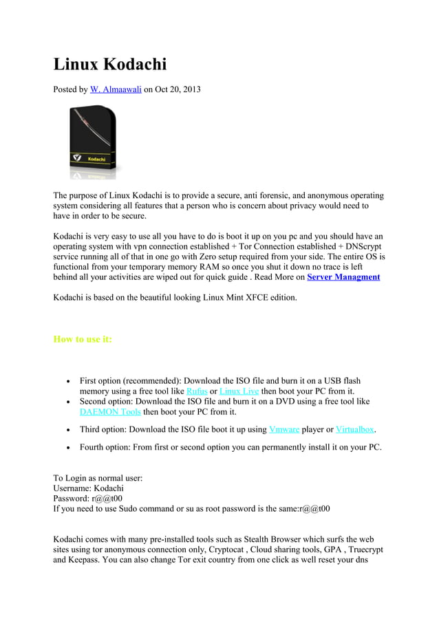 Linux kodachi | DOC