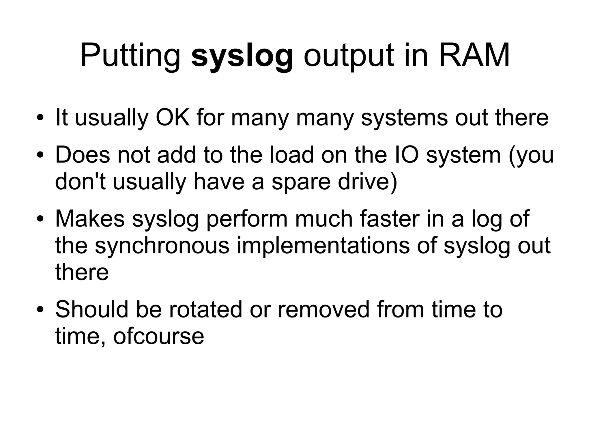 Linux logging | ODP | Operating Systems | Computer Software and Applications