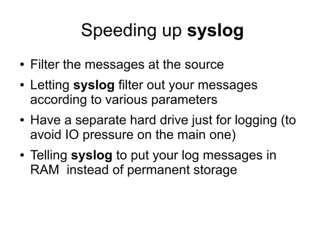 Linux logging | ODP | Operating Systems | Computer Software and Applications