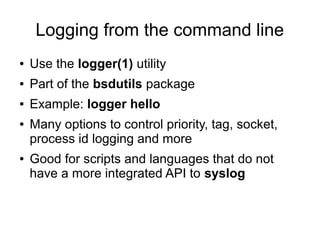 Linux logging | ODP | Operating Systems | Computer Software and Applications