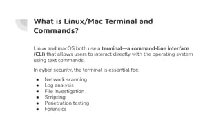 Linux / macOS Terminal and Commands —a command-line interface (CLI) | PDF