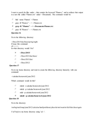 Linux midterm quiz | DOCX | Operating Systems | Computer Software and Applications