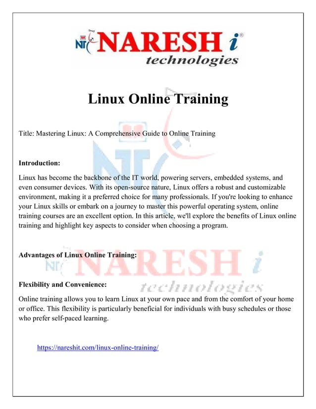 Linux Online Training. | PDF