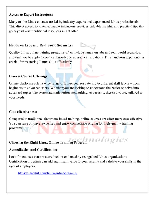 Linux Online Training. | PDF