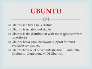 Linux opearting system ppt | PPT