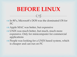 Linux opearting system ppt | PPT