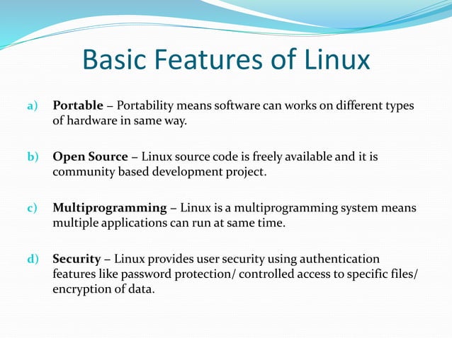 Linux operating system ppt | PPTX | Operating Systems | Computer Software and Applications