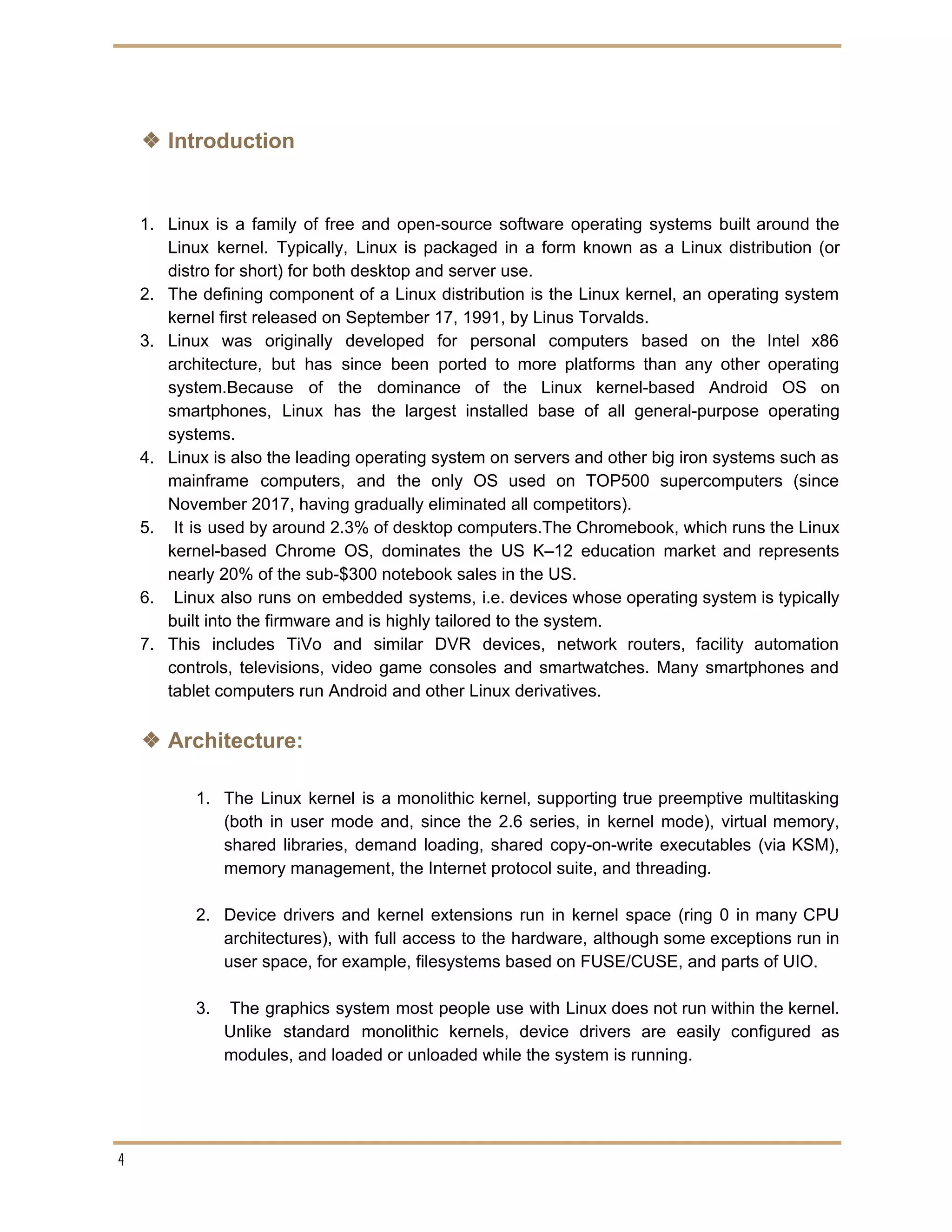 Linux OS presentation | PDF