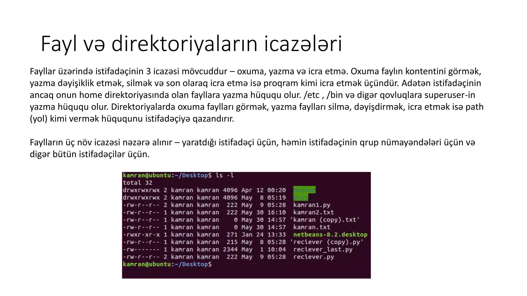 Azərbaycanca Linux-un sadə (elementary) əmrləri | PPTX