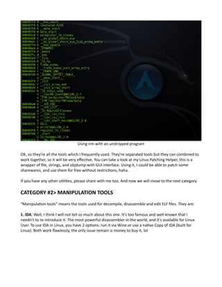 Reverse Engineering in Linux - The tools showcase | PDF