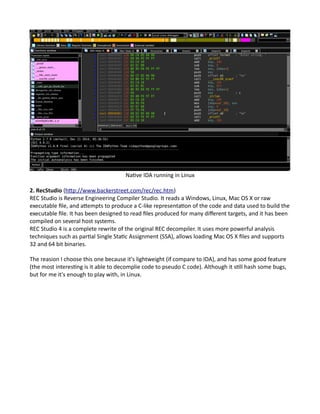Reverse Engineering in Linux - The tools showcase | PDF