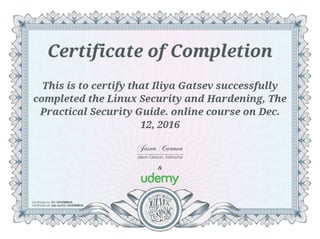 Iliya Gatsev - Linux Security and Hardening, The Practical Security Guide ( Year 2016 ) | PPT