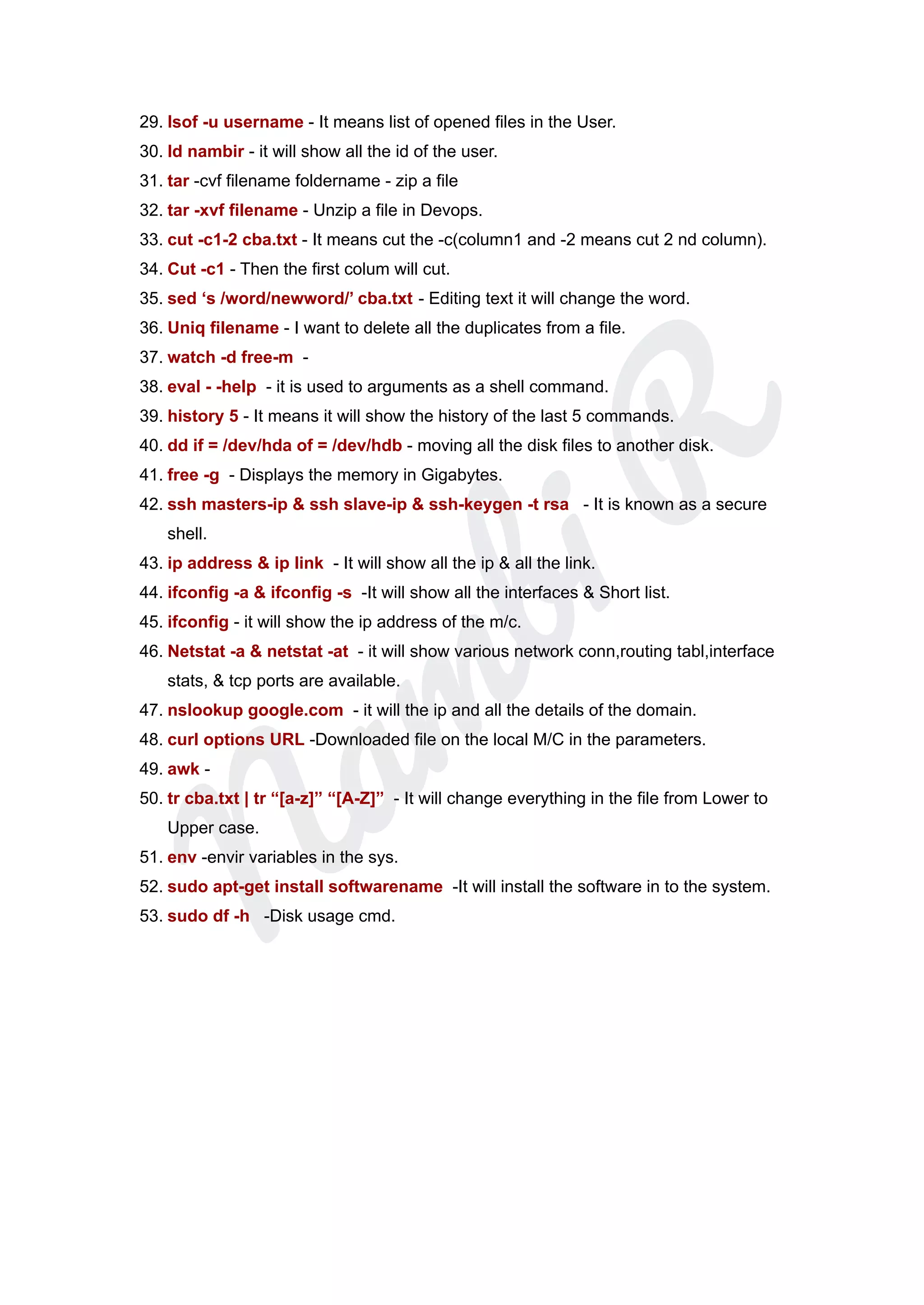Linux Terminal Commands For Devopspdf Operating Systems Computer 2218