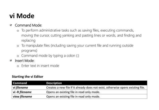 Linux Text Editor (Vi) Command List Summary | PPT