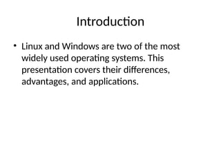 Linux Vs Windows Presentation Pptx Short Pptx
