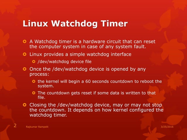 Linux watchdog timer | PPT