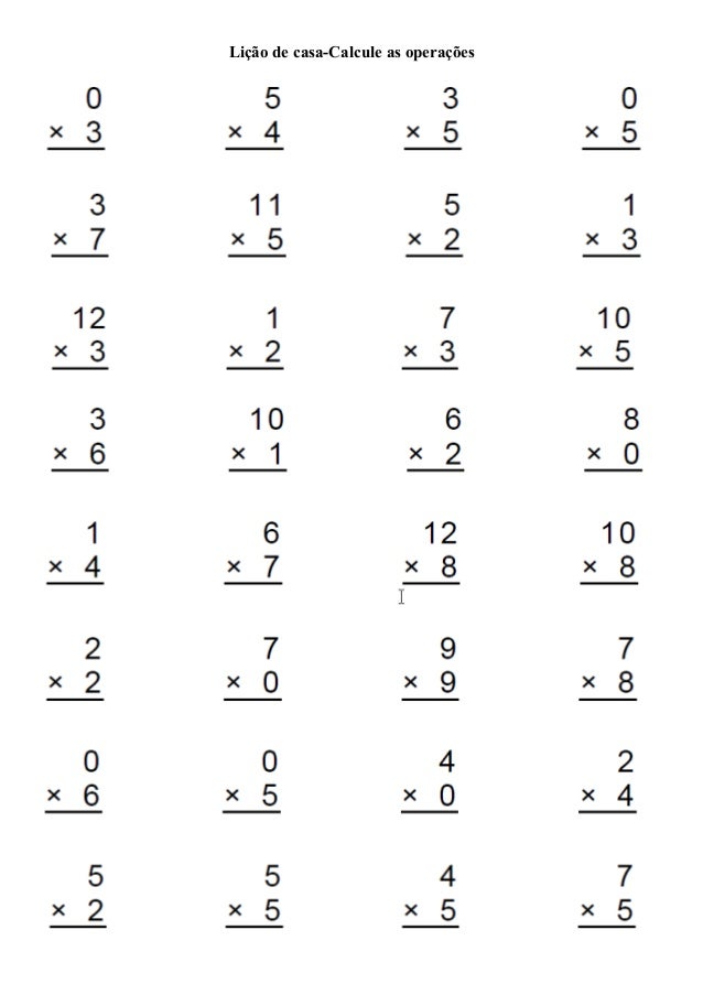 Lição de casa / operações