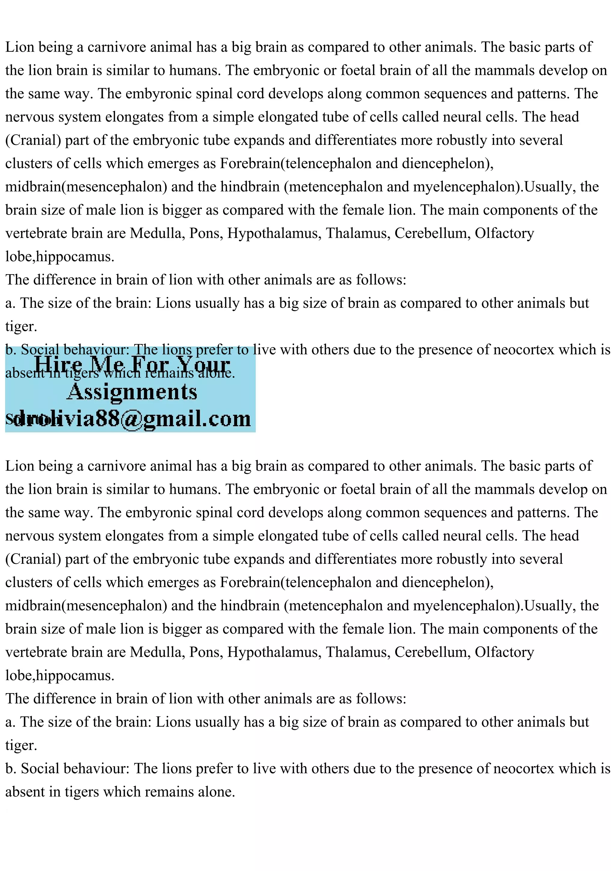 Lion being a carnivore animal has a big brain as compared to other a.pdf