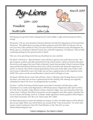 Keyser Lions Club Newsletter March 2015 | PDF