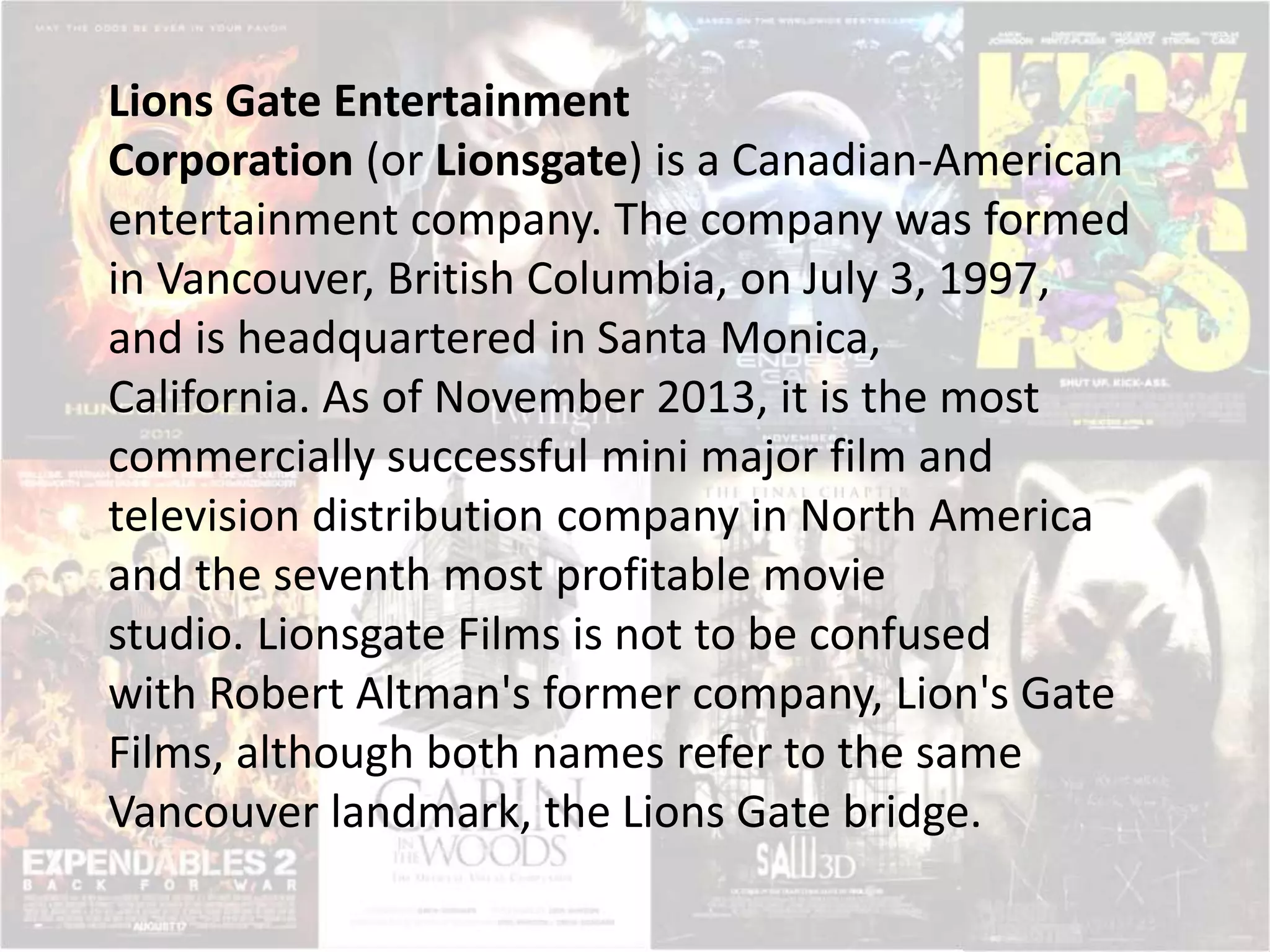 Lionsgate - Institution Research | PPTX
