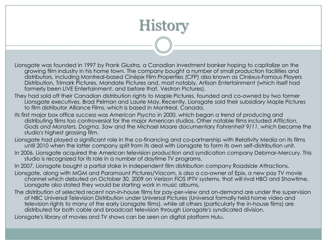 Lions gate entertainment | PPTX