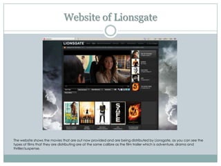 Lions gate entertainment | PPTX | Television | Entertainment