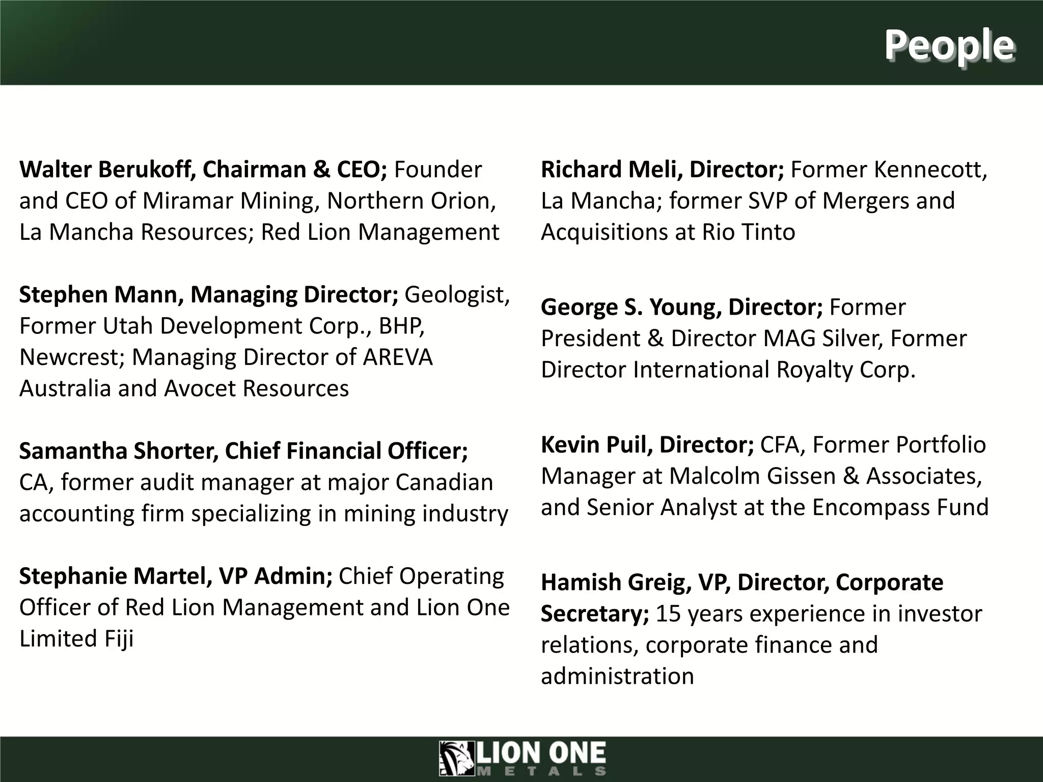 Lion One Presenation May 2015 | PDF