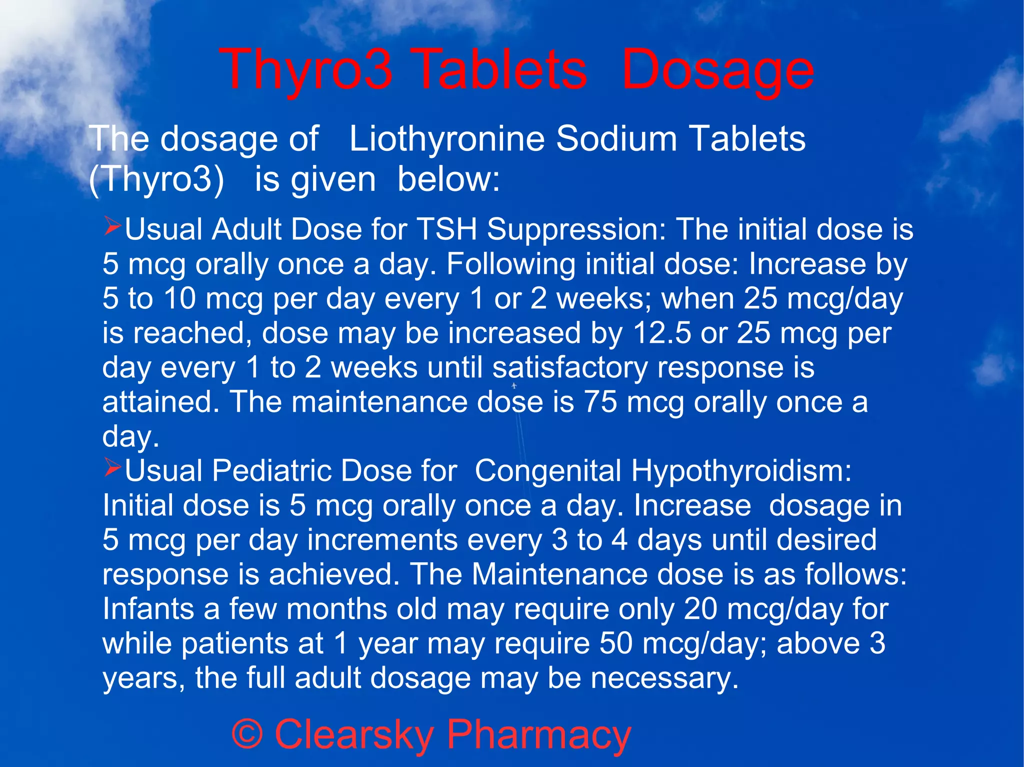 Liothyronine Sodium Tablets (Thyro3) | PPT