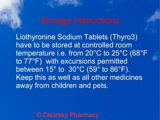 Liothyronine Sodium Tablets (Thyro3) | PPT