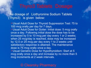 Liothyronine Sodium Tablets (Thyro3) | PPT