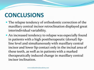 Lip to-incisor relationship and postorthodontic /certified fixed ...