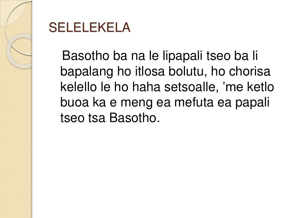 Lipapali tsa Basotho | PPTX